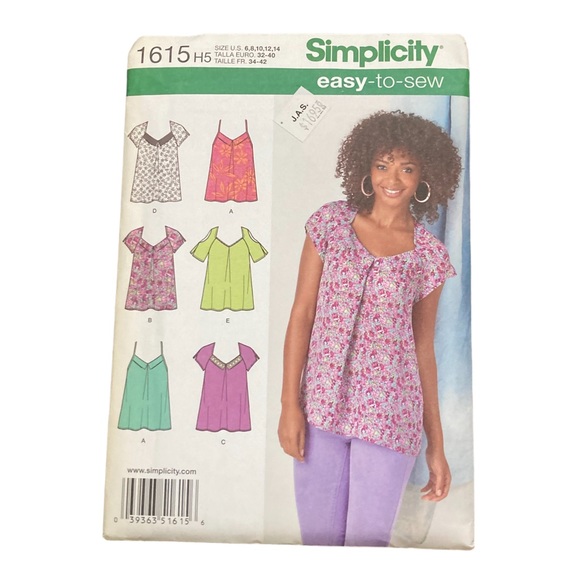 Other | Simplicity Easy Sew Top Pattern 1615 Uncut | Poshmark